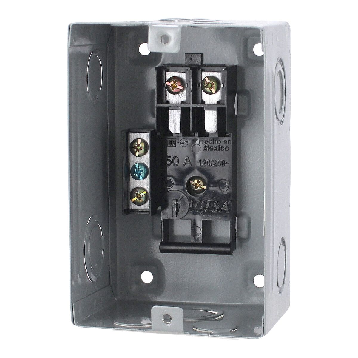 Centro de carga de 2 unidades 50 Amp de sobreponer CC02S IGESA